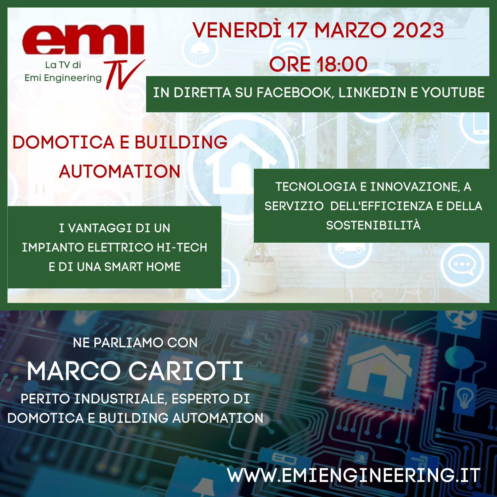 Building Automation, Domotica & Smart Home. Venerdì 17/03/2023 su EMI TV